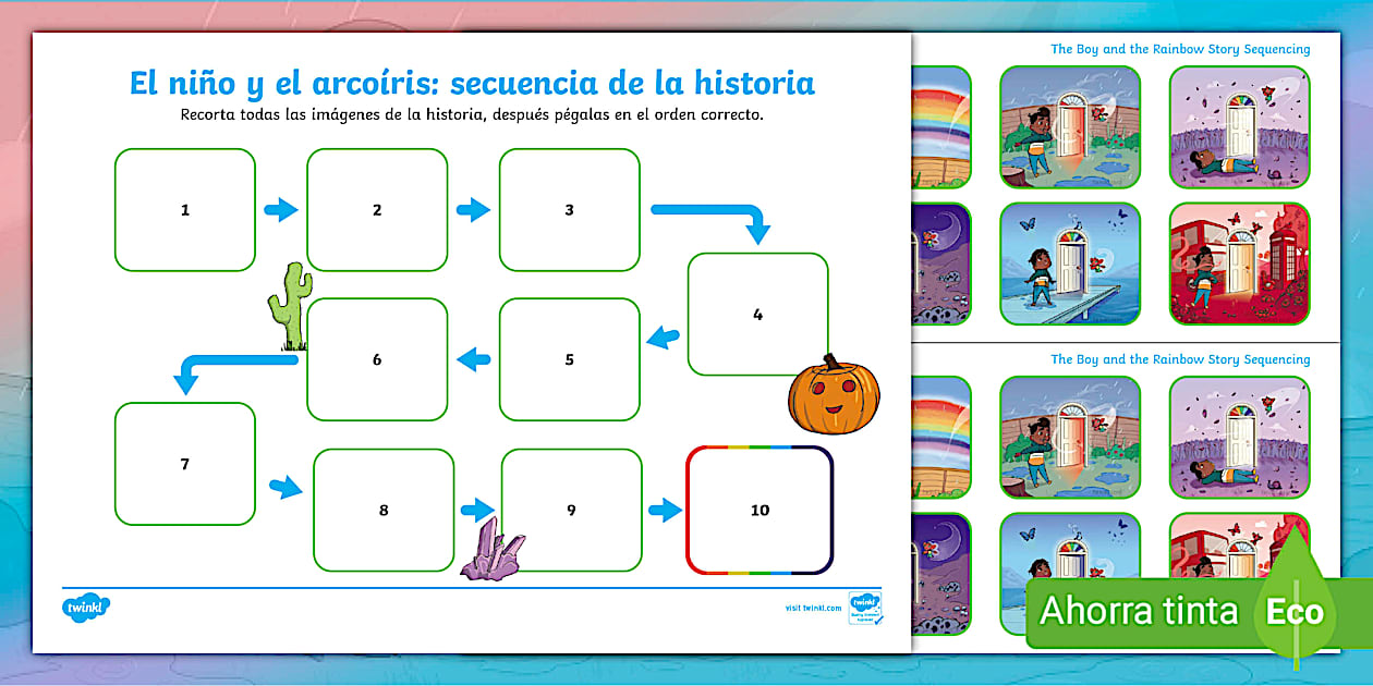Hojas de actividad: Secuencia de la historia del niño y el arcoíris ...