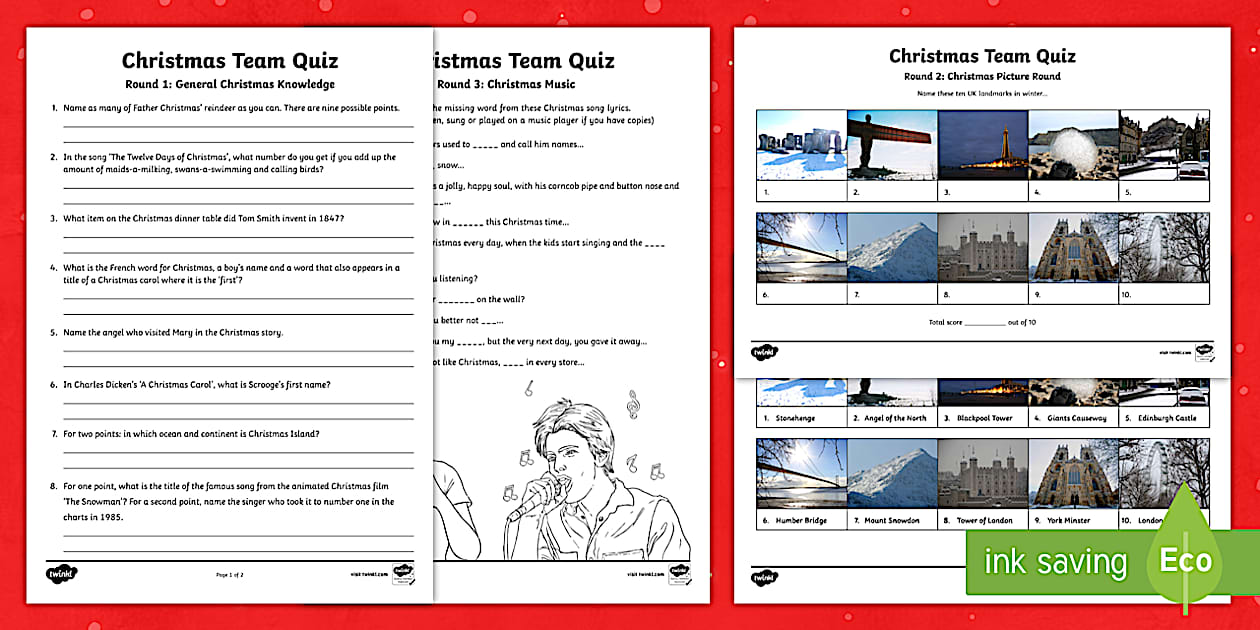 KS2 Christmas Team Quiz Pack (teacher made) - Twinkl