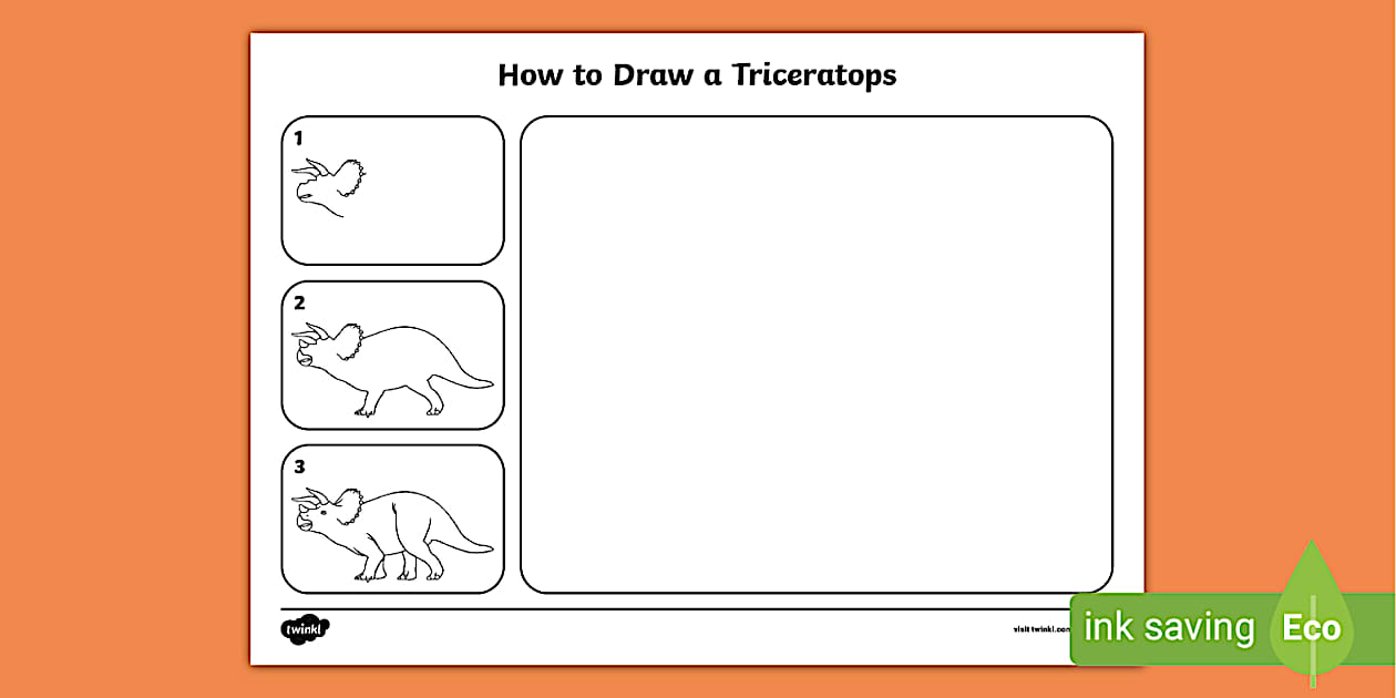 How to Draw a Triceratops In Three Steps | Twinkl | KS1