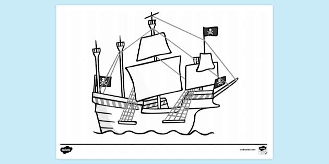 Pirate Ship Colouring Sheet | Colouring Sheets | Twinkl
