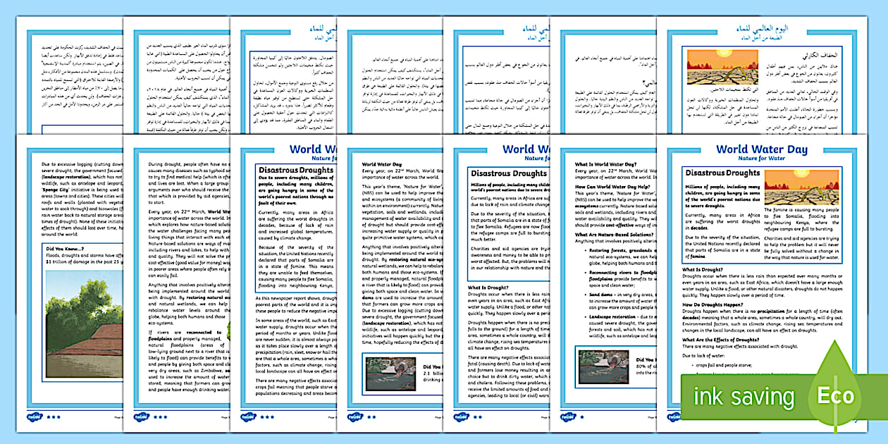 UKS2 World Water Day - Nature for Water Differentiated Fact File