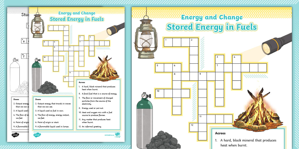 Gr 5 NS/Tech: Stored Energy in Fuels: Crossword Puzzle