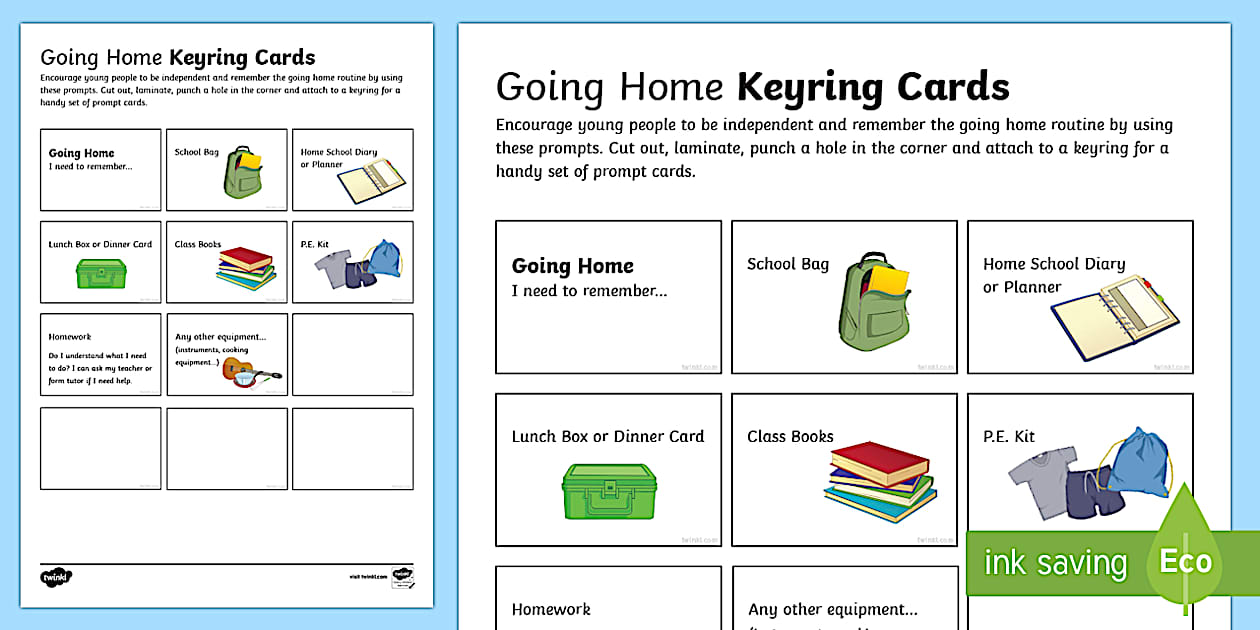 Going Home Keyring Cards (teacher made) - Twinkl