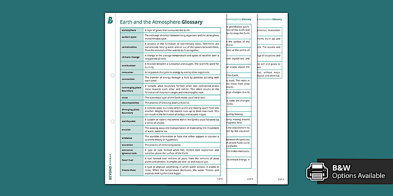 Earth and the Atmosphere Glossary | KS3 Chemistry | Beyond