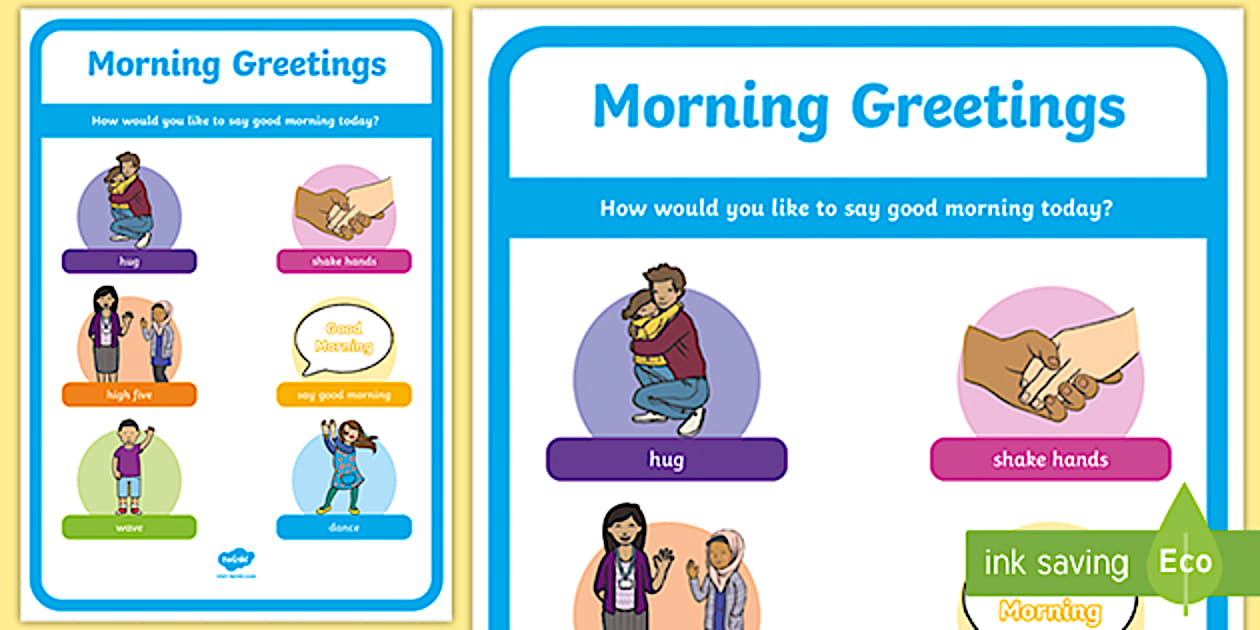 Editable Morning Greetings Display Poster (teacher made)