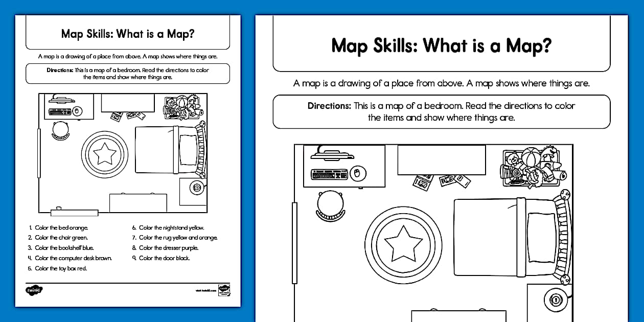 Second Grade Map Skills: What is a Map? Worksheet - Twinkl