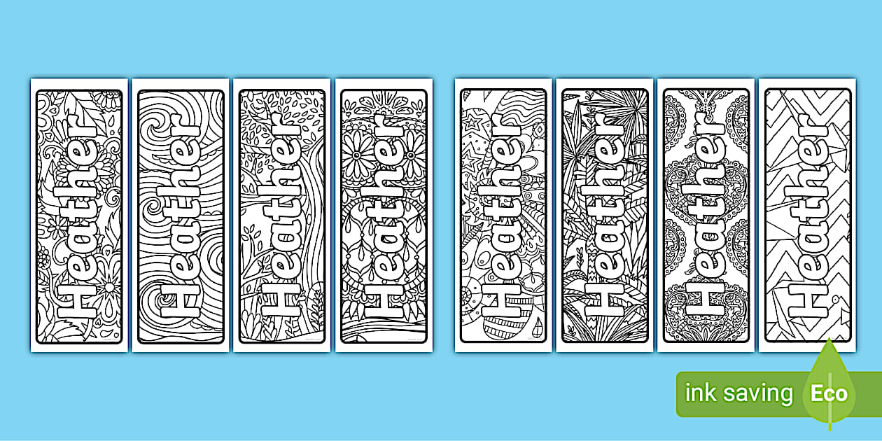 Heather Mindfulness Name Colouring Bookmarks | Twinkl | KS1