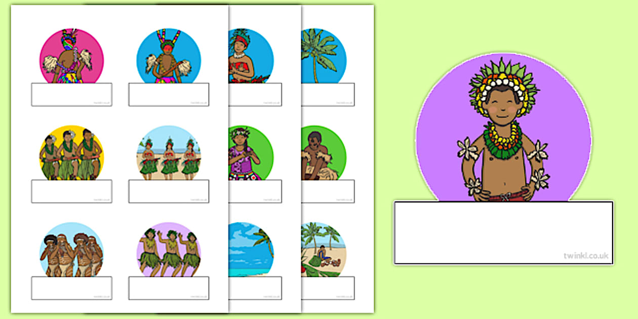 Editable Pacific Islands Themed Self-Registration Labels