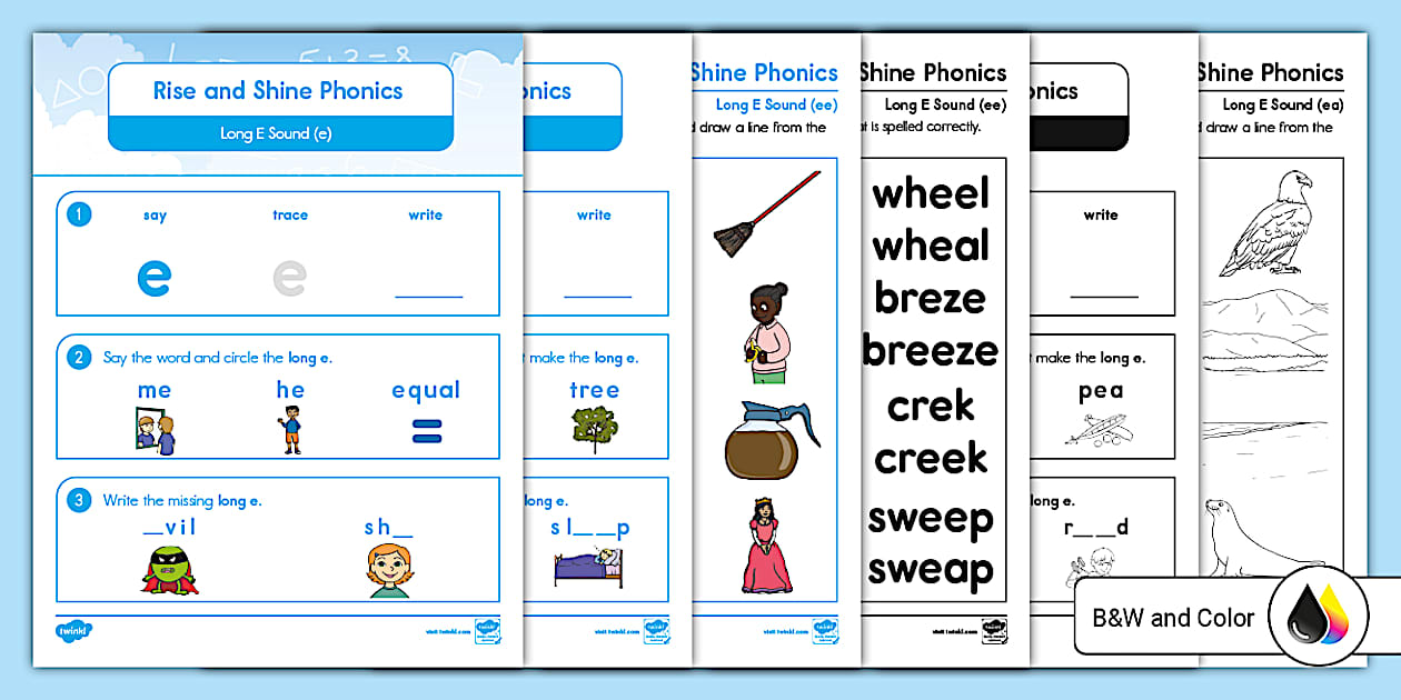 Rise and Shine Phonics: Long E Sound Worksheet - Twinkl