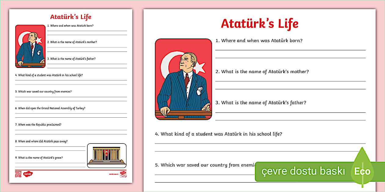 Atatürk's Life Worksheet