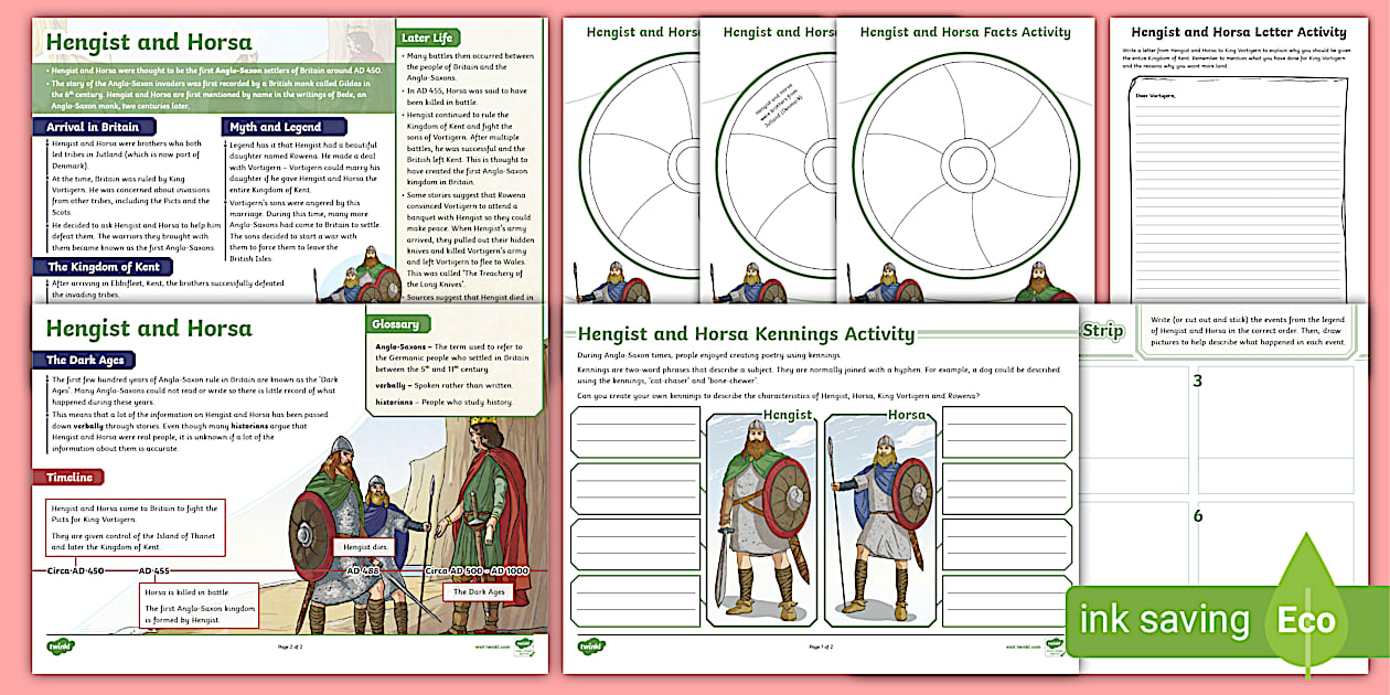 Anglo-Saxons - Hengist and Horsa Fact File and Activities