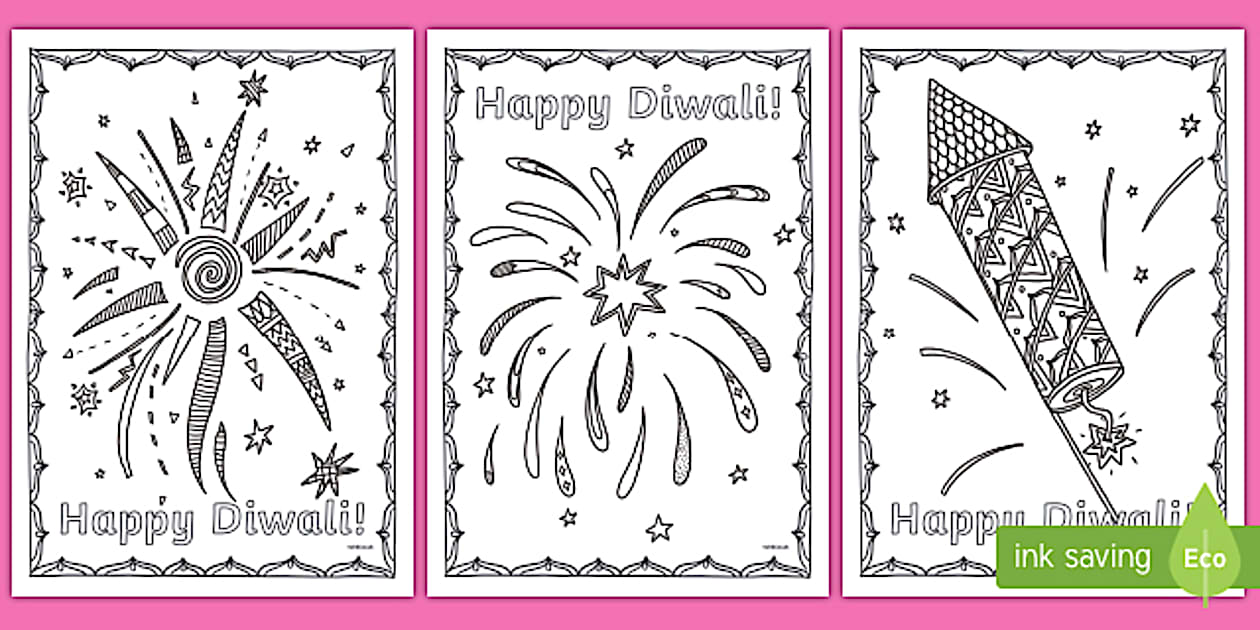 Diwali Fireworks-themed Mindfulness Colouring Pages - Twinkl