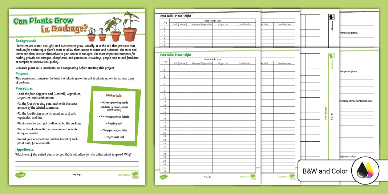 Can Plants Grow in Garbage? Science Fair Project - Twinkl