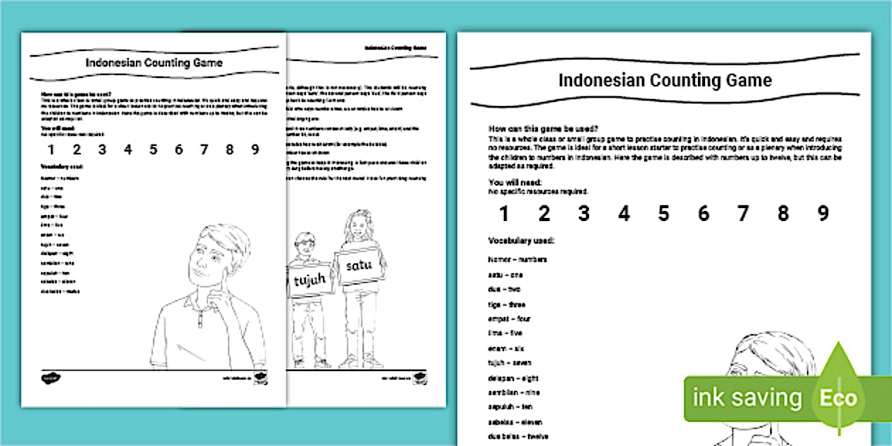 Counting Game Indonesian (l'enseignant a fait) - Twinkl