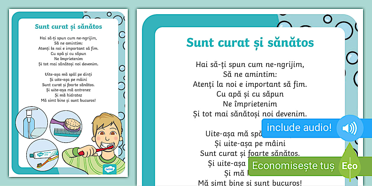 Sunt curat și sănătos – Cântec pentru copii - Twinkl