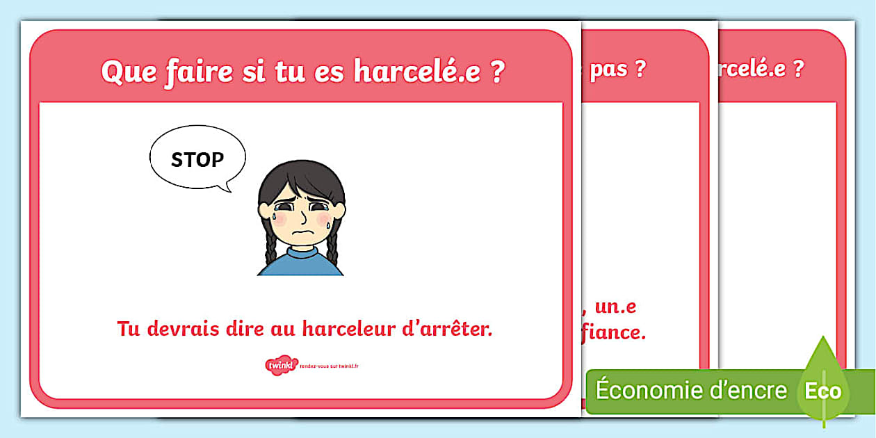 Affiches : Que faire en cas de harcèlement ? (teacher made)