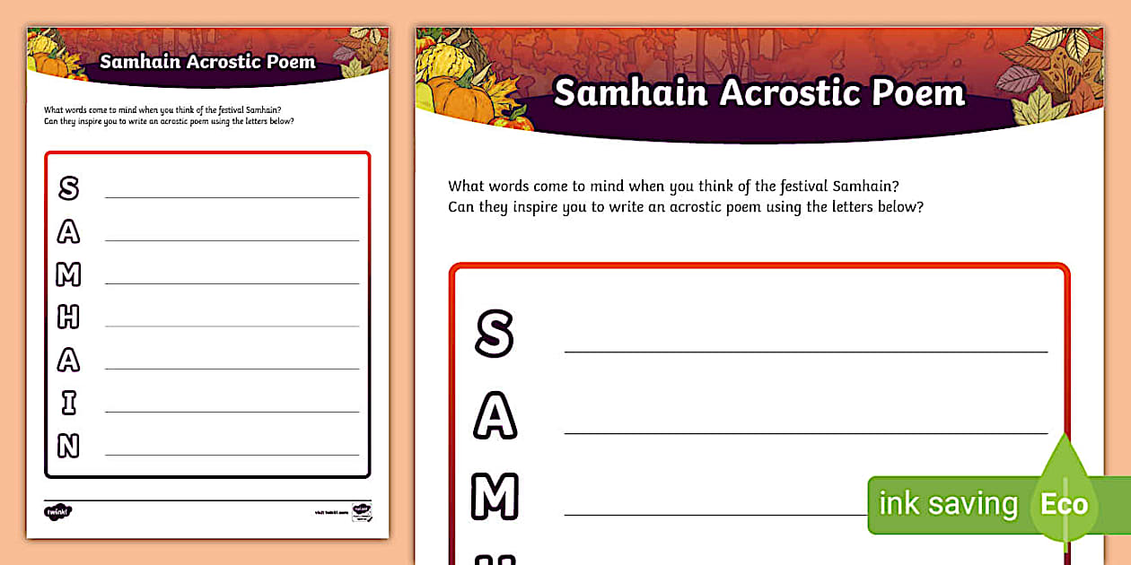 Samhain Acrostic Poem (professor feito) - Twinkl