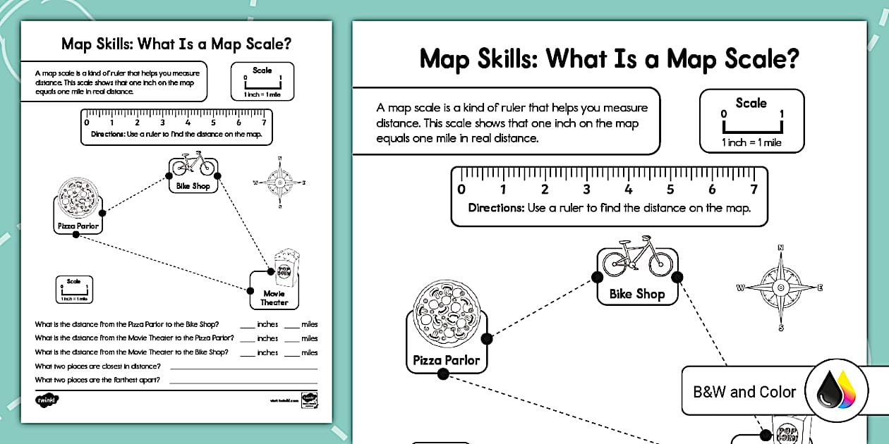 Second Grade Map Skills: What Is a Map Scale? Worksheet