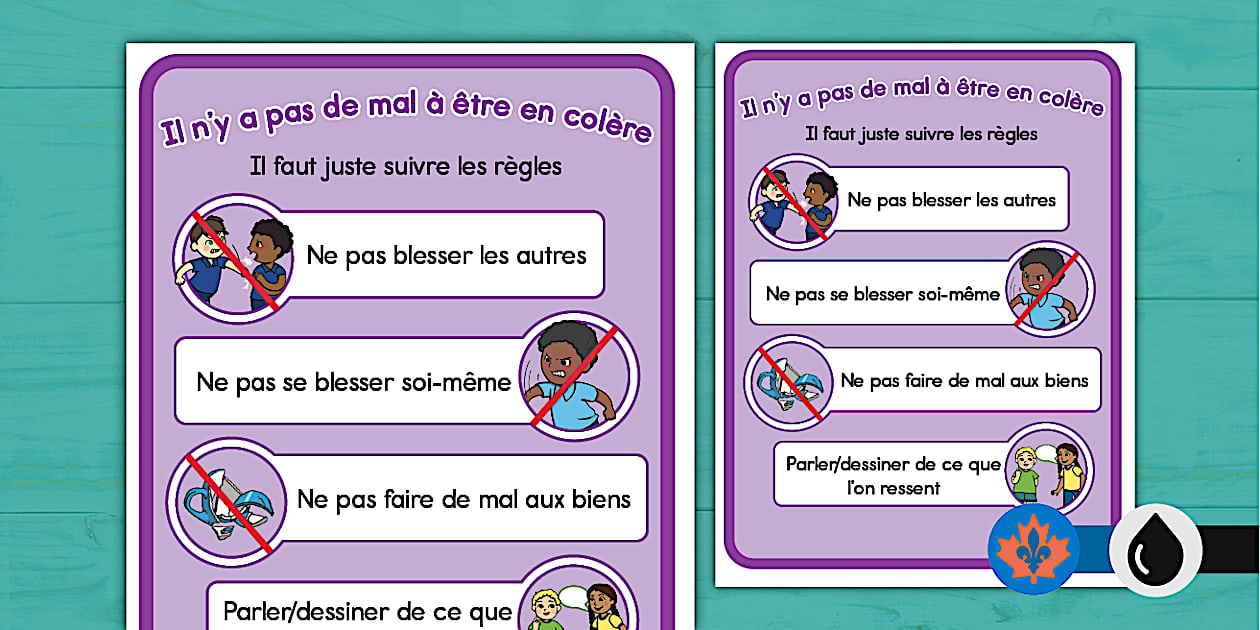 It's Okay to Be Angry Visual Support French - Twinkl