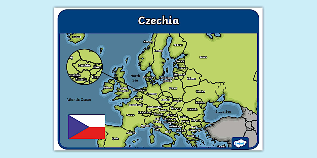 Czechia Map - Europe Display Poster (Teacher-Made) - Twinkl