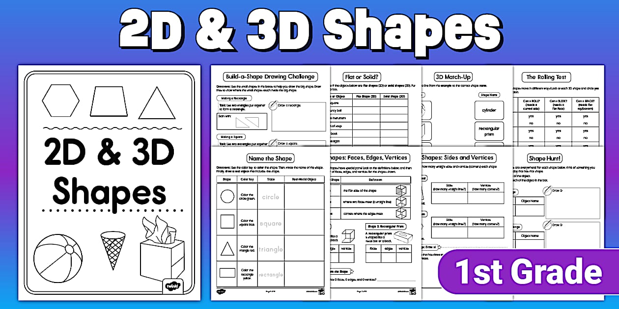 First Grade 2D & 3D Shapes Activity Booklet