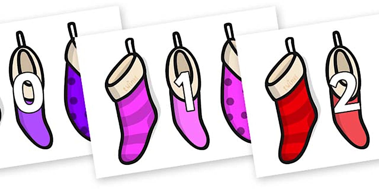 Numbers 0-100 on Christmas Stockings (teacher made) - Twinkl