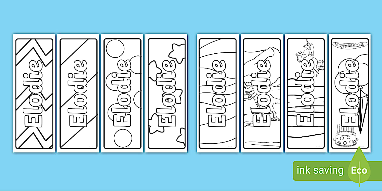 Elodie Name Simple Colouring Bookmarks | Twinkl | KS1
