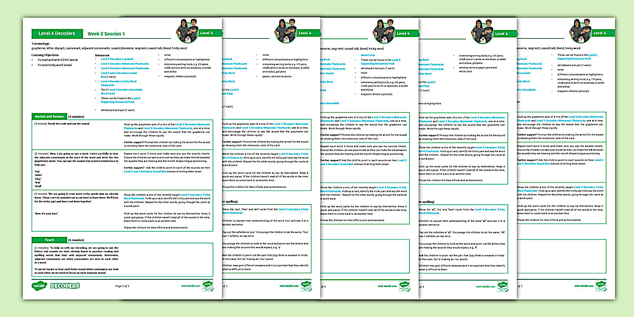KS2 Level 4 Decoders Week 2 - Phonics Intervention - Twinkl