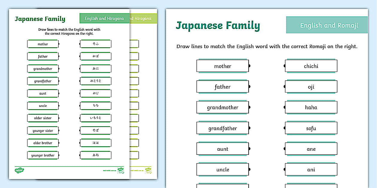 Japanese Family Matching Activity (Teacher-Made) - Twinkl