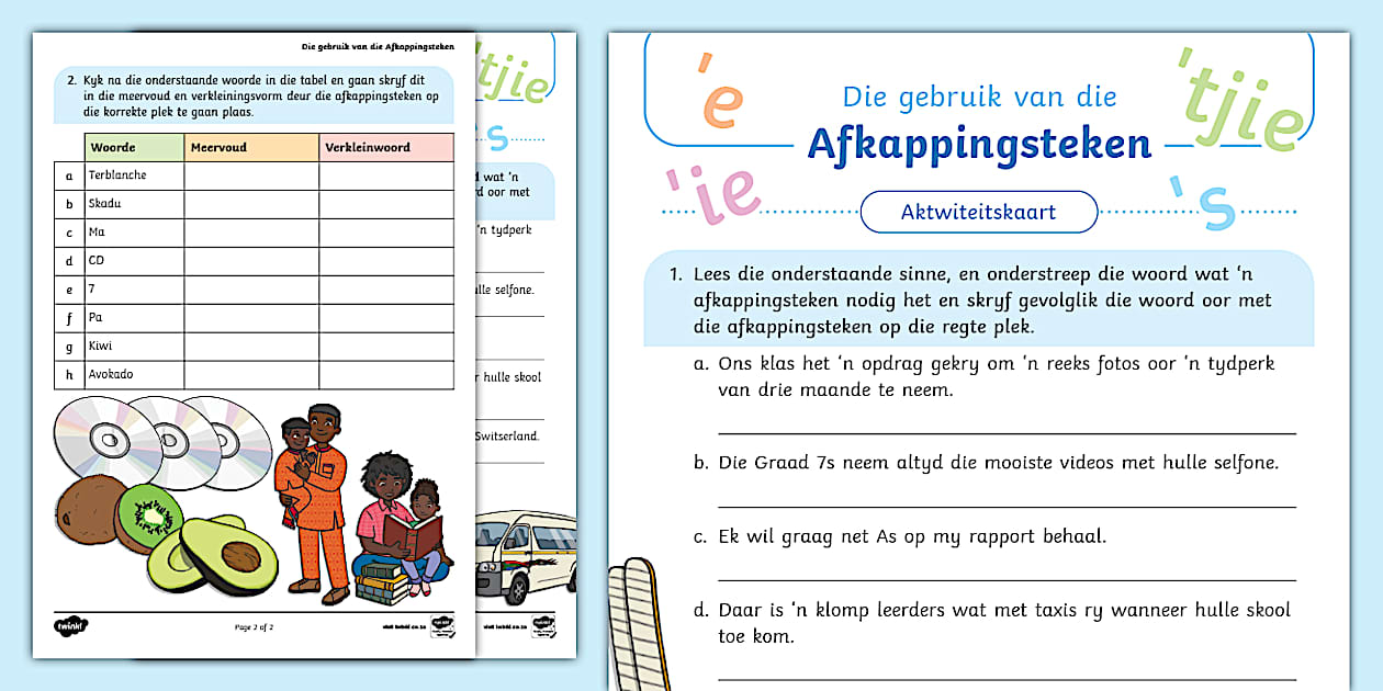 Afkappingsteken Aktiwiteitskaart (teacher made) - Twinkl