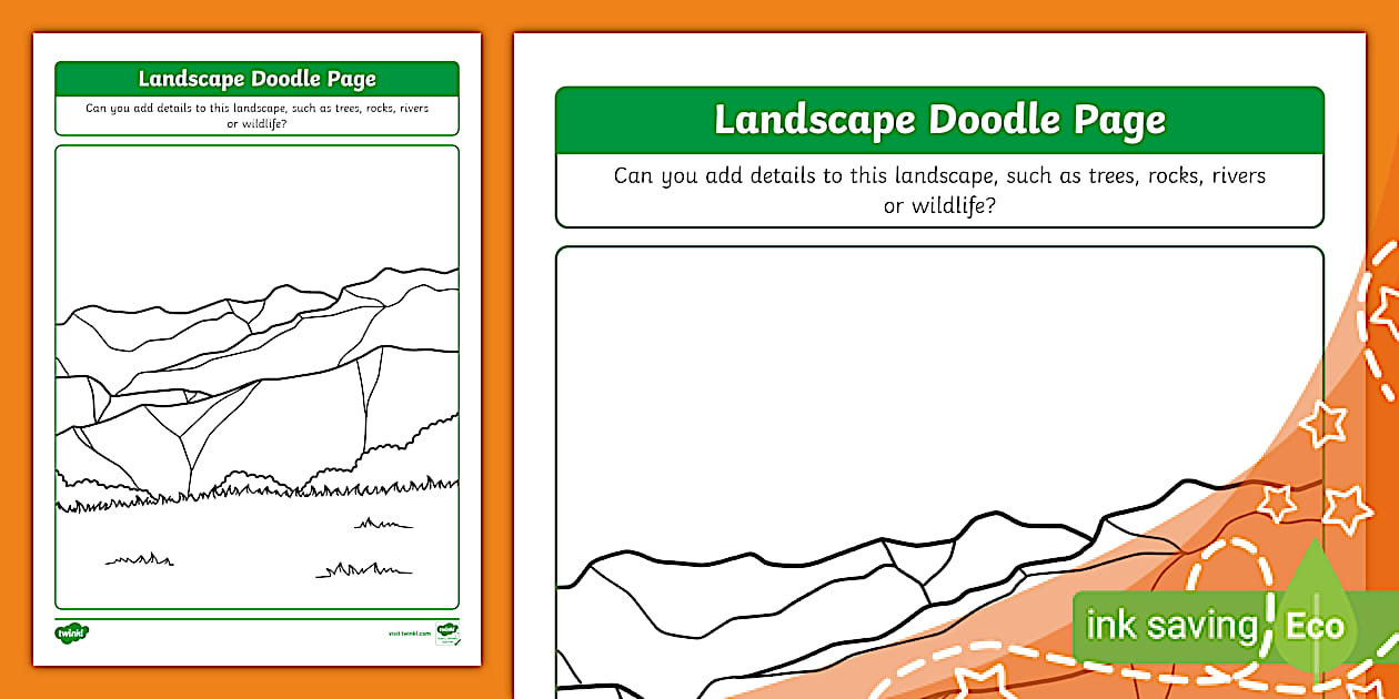 Landscape Doodle Page (teacher made) - Twinkl