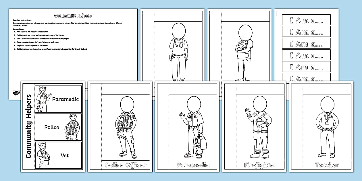 Community Helpers Flipbook Activity Booklet (teacher made)