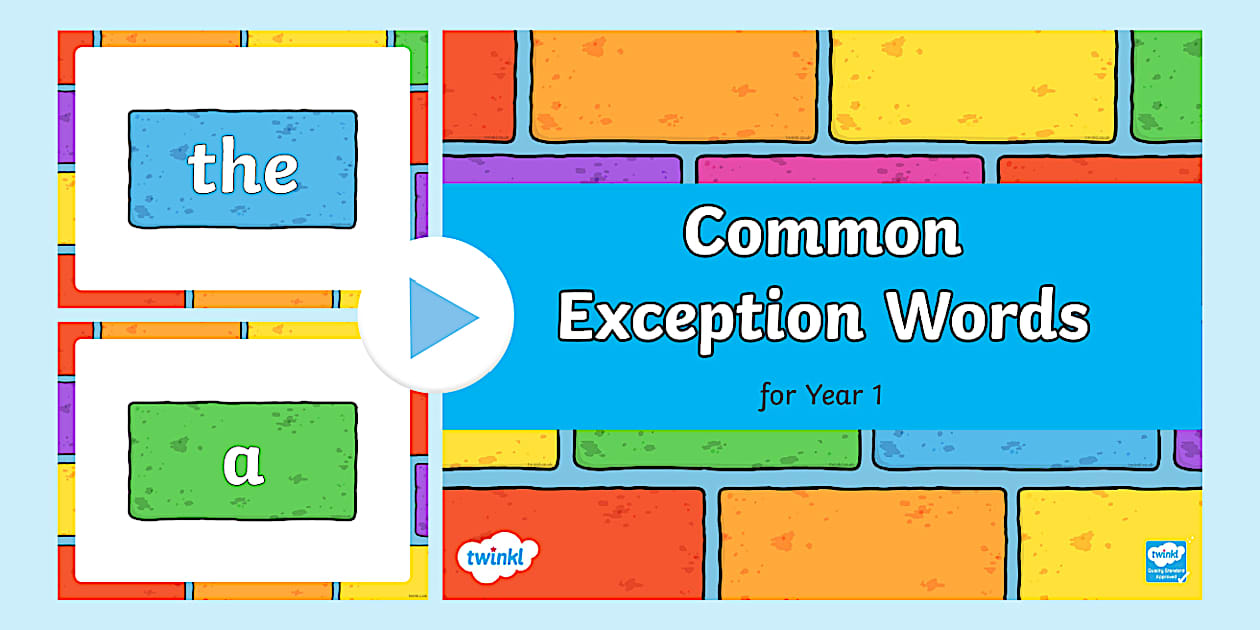 Common Exception Words on Multicoloured Bricks PowerPoint