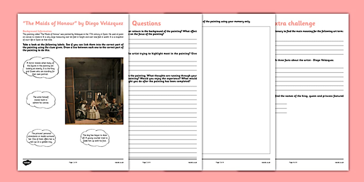 The Maids of Honour by Velázquez Art Appreciation Worksheet / Worksheet