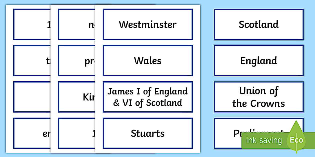 Act of Union 1707 Word Cards (teacher made) - Twinkl