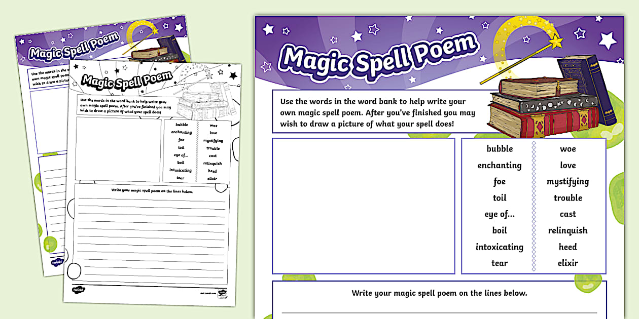 Magic Spell Poem Writing Template (teacher made) - Twinkl