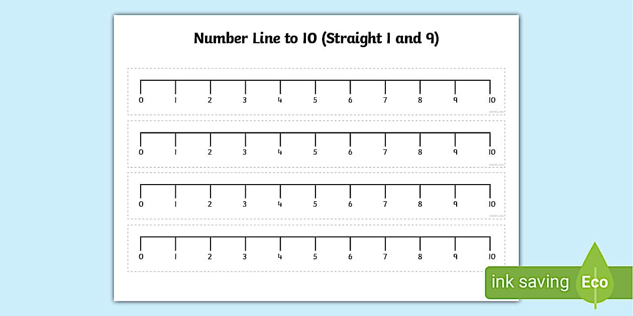 👉 Number Line to 10 (straight 1 and 9) - Maths Resources