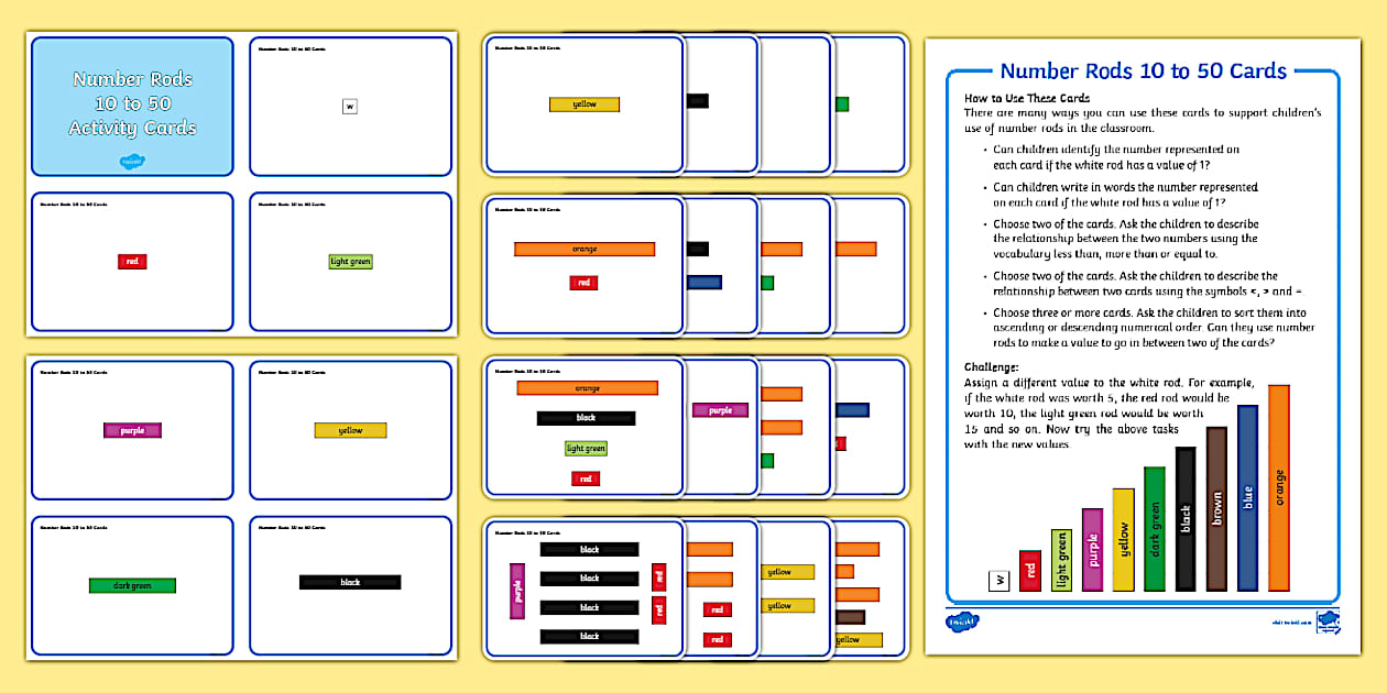 * NEW * Number Rods 10 - 50 Activity Cards