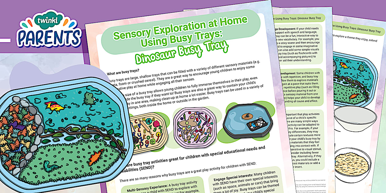 Dinosaur Busy Tray Sensory Ideas