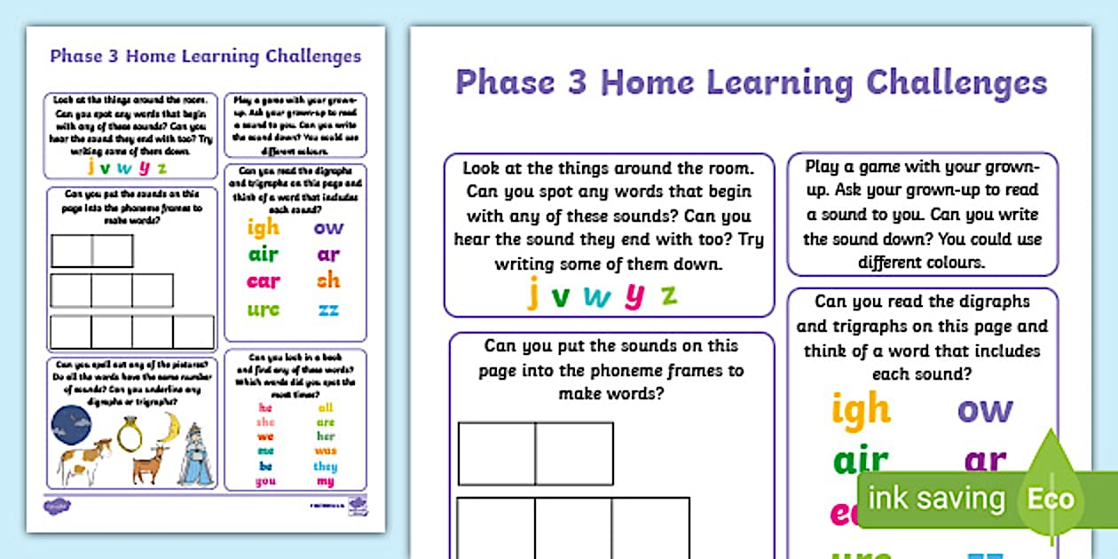 Phase 3 Home Learning Challenges (teacher made) - Twinkl