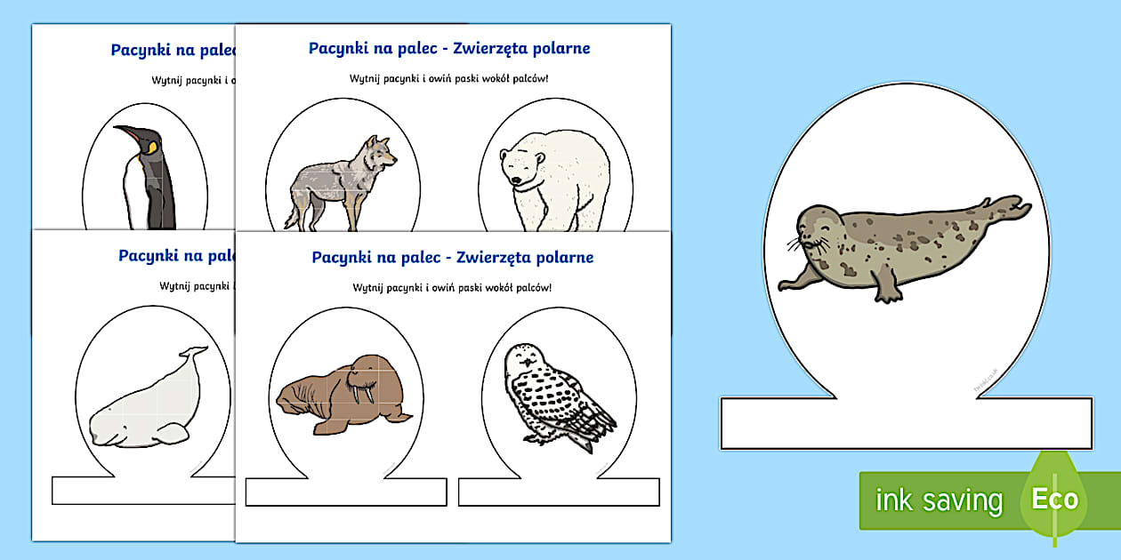 Pacynki na palec Zwierzęta polarne (teacher made) - Twinkl