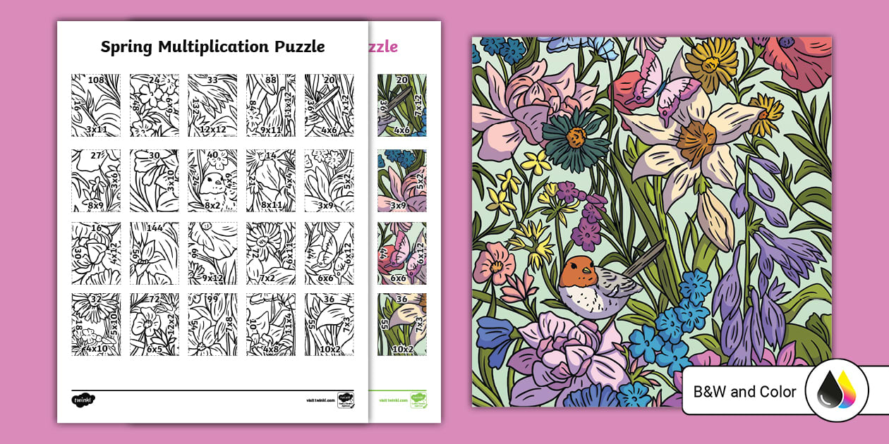 Spring Multiplication to 12x Puzzle (Teacher-Made) - Twinkl