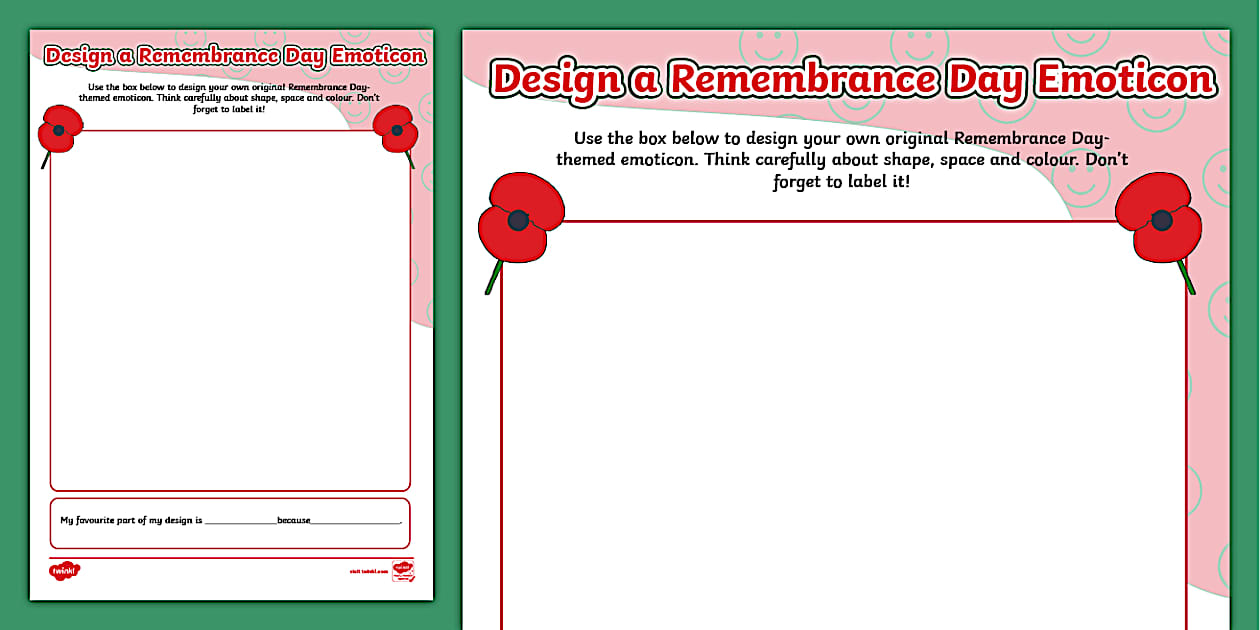 Design Your Own Remembrance Day Emoticon Activity - Twinkl