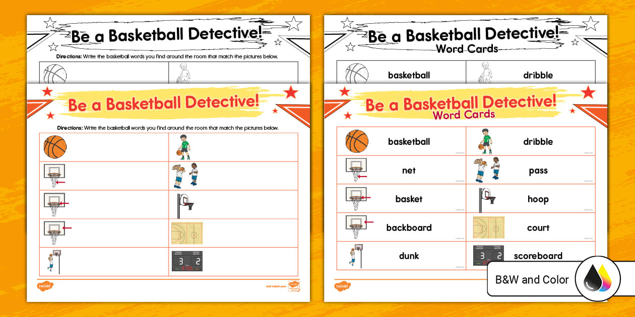 Basketball Read and Write the Room Worksheet (teacher made)