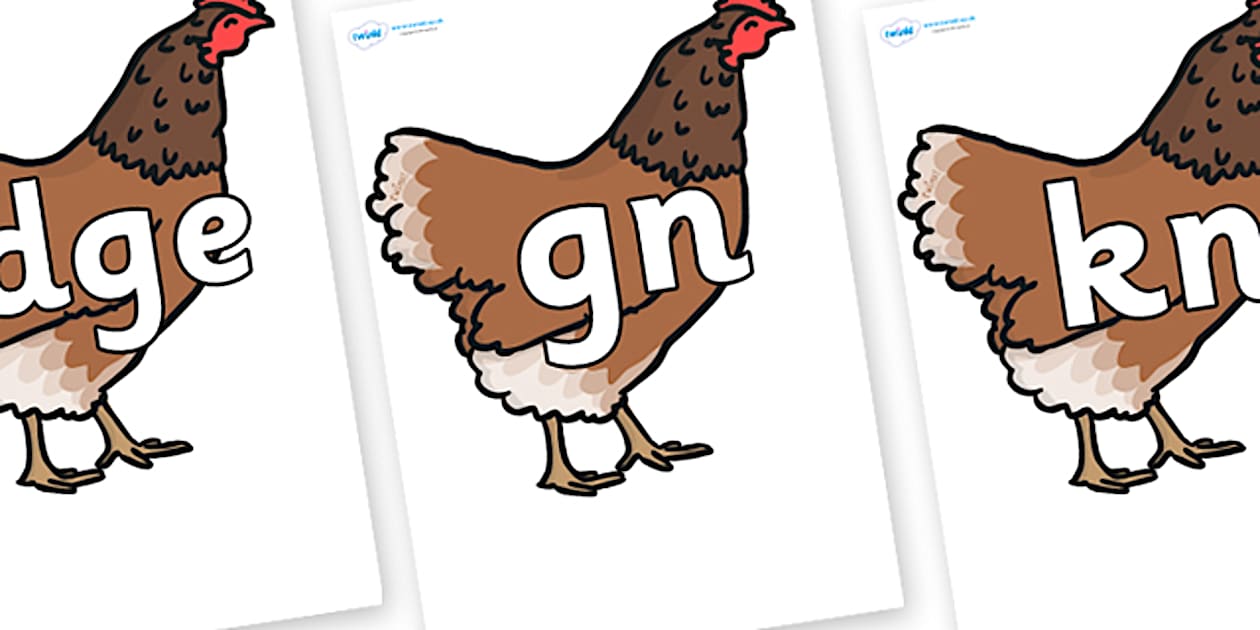 Cursive Silent Letters on Hen (teacher made) - Twinkl