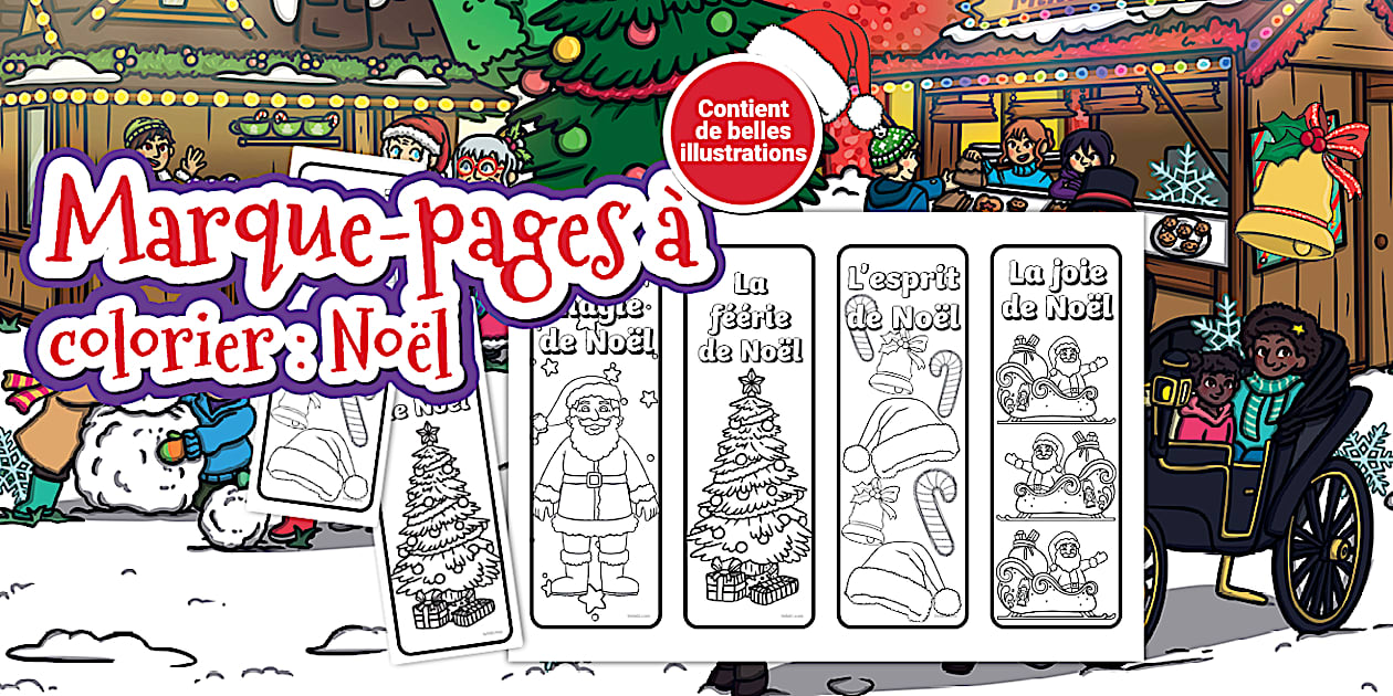 Marque-pages à colorier : Noël - Twinkl