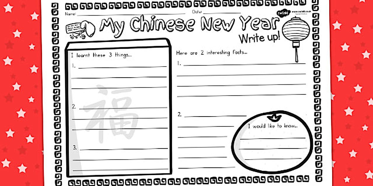 Chinese New Year Write Up Worksheet (Teacher-Made) - Twinkl
