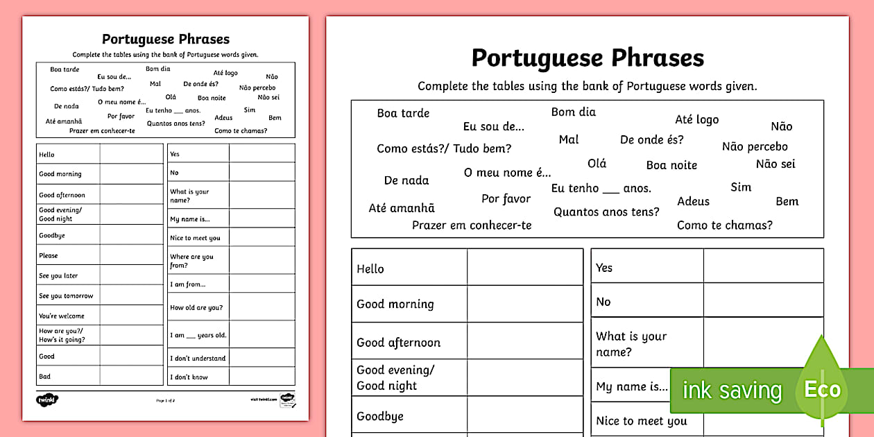 Common Portuguese Phrases | Portuguese Exercises PDF