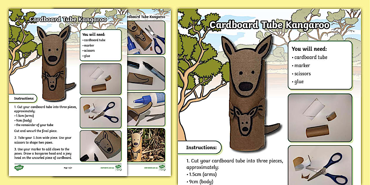 Cardboard Tube Kangaroo (teacher made) - Twinkl