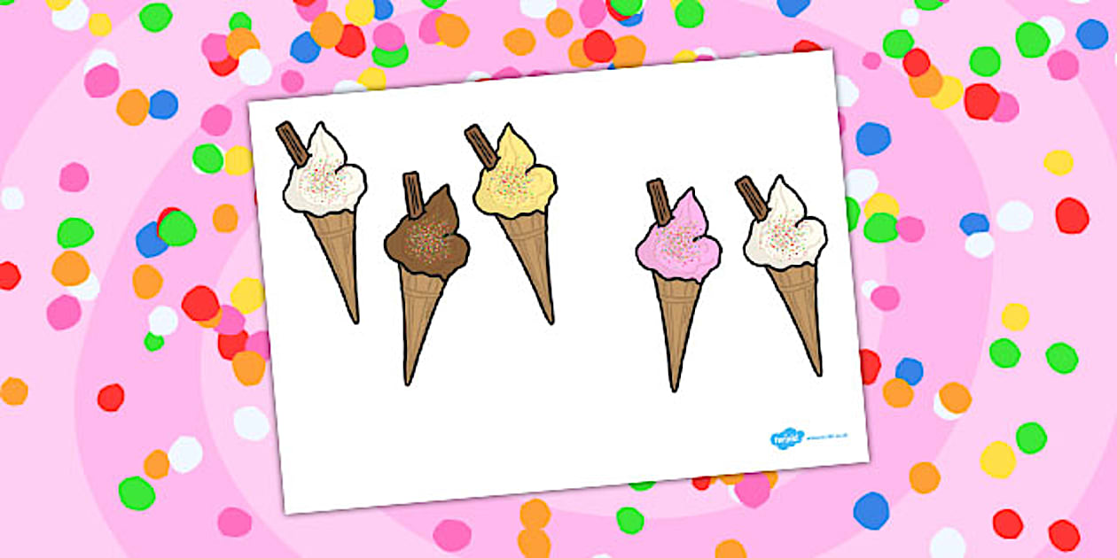 Five Big Ice Creams Counting Song Cut Outs (teacher made)